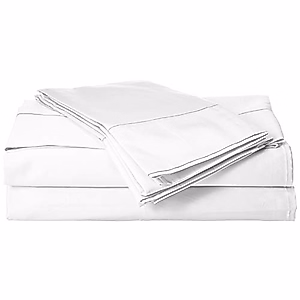 Charisma 310 Thread Count Classic Solid Cotton Sateen Full Sheet Set Bright White