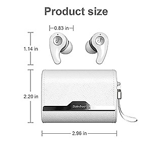Soiedroo White Stereo Bluetooth True Wireless Earbuds IPX5 Waterproof in-Ear Earphones with Mic Mini Headphone with Noise Cancelling Small Headset with Wireless Charging Case