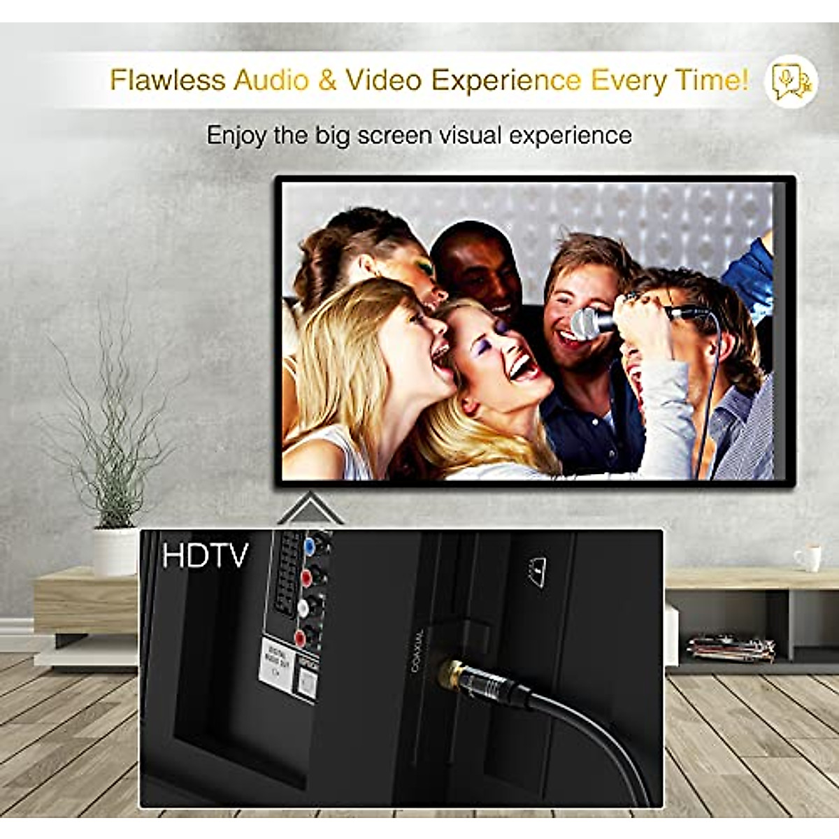 BlueRigger RG6 Digital Coaxial Audio Video Cable (10FT, Male F Type Connector, Triple Shielded) – Coax Cable for HDTV, CATV, DVB-T2/C/S, Cable Modem, Radio, Satellite Receivers