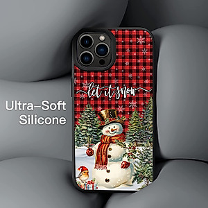Christmas Red Plaid Snowman Cardinal Let It Snow Xmas Phone Case Compatible with iPhone 15 14 13 12 11 Pro Max|Samsung Galaxy S23 S22 S21 S20 FE|A14 A54 A53 A03S A13|Note 20 10|Z Flip 3/4