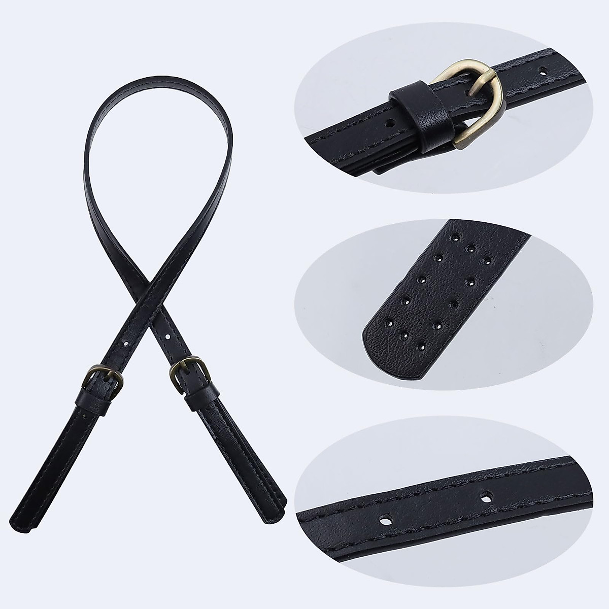 Semetall PU Leather Purse Handles 2 Pcs 65cm to 71cm Adjustable Shoulder Strap Black Purse Straps, Shoulder Strap Replacement for Crossbody