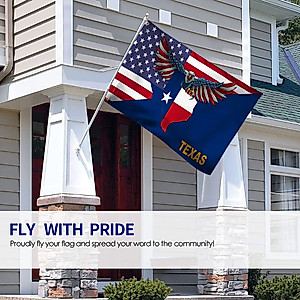 Texas Eagle Behind American Flag, American Eagle Veteran Flag, 3x5 Double 3x5inch