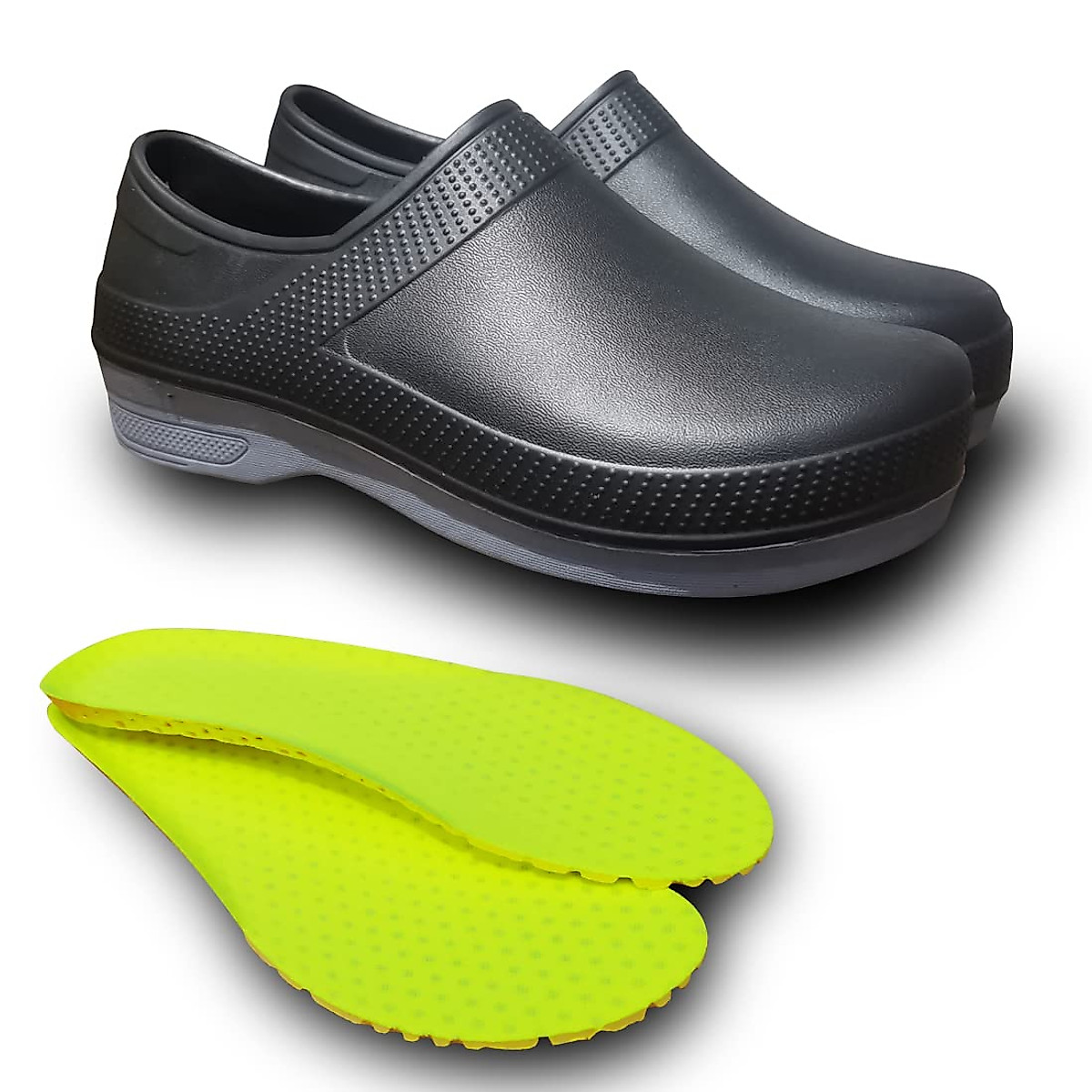 Chef Shoes Men and Women Clogs Zapatos de Cocina para Hombres Kitchen Shoes Nurse Work Shoes Waterproof and Oil-Proof Antiskid Non-Slip Shoe Suitable for Garden Kitchen and Hospital Black