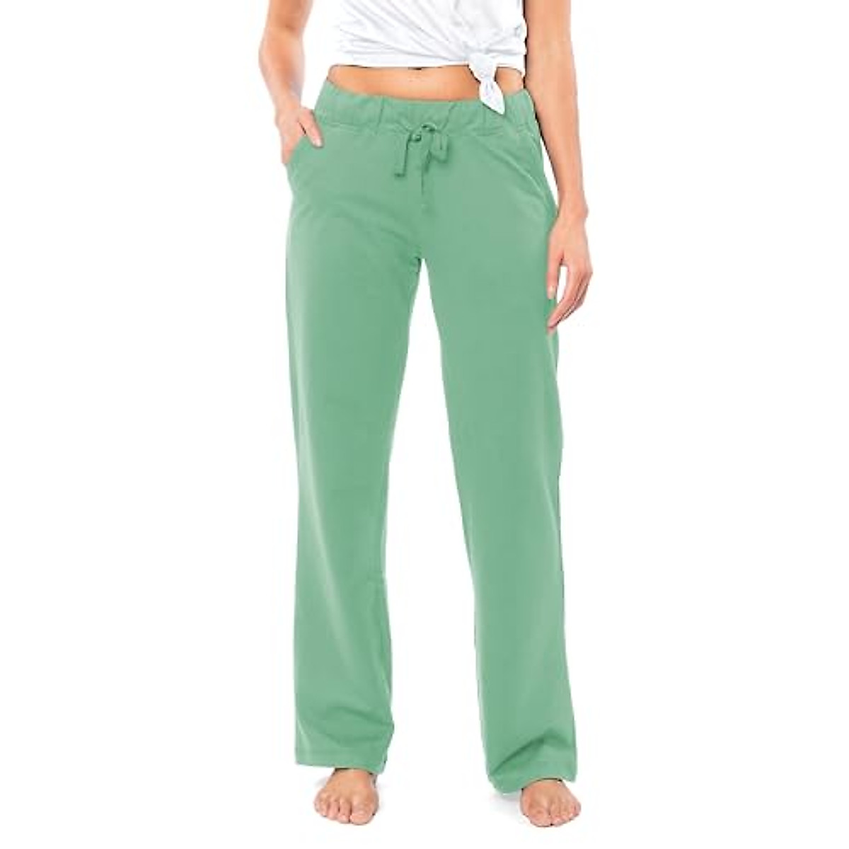 Sexy Basics Women's 2 Pack Ultra Soft French Terry Cotton Drawstring Yoga Lounge Long Pants (2 Pack- Heather Mint/Powder Blue, Small)