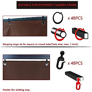 COZYVIDA Gazebo Universal Replacement Privacy Curtains 4-Panels sidewall with Zipper (ONLY Curtain) (10' x 10', Coffee)