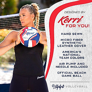 Franklin Sports Kerri Walsh Official Beach Volleyball - USA Colors Beach Volleyball - Official Size + Weight - Authentic Match Volleyball - Pump + Needle