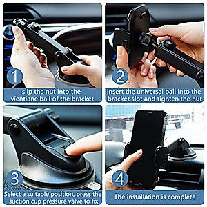 Car Phone Mount,[2022 New Upgraded ] Car Phone Holder,Cell Phone Holder for Car Dashboard/Windshield/Air Vent,Compatible with iPhone 13 12 11 Pro Max XS X XR,Samsung Galaxy All Smartphones & Cars