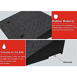 Threshold Ramp, 5 in/ 6 in/ 7 in/ 8 in Rise Curb Ramp with Screws, Heavy Duty Rubber Threshold Ramp for Cars Scooter, Loading Dock Garage Entry Non Slip Ramps (Color : Black, Size : 14cm/5.5in Rise