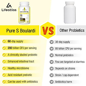 200 Billion CFUs Saccharomyces Boulardii Probiotics - Clinically Studied Probiotics for Women & Men, Enhanced Intestinal Tract, Immune, Bloating Gut & Digestive Health, Acid Resistant - 2 Month Supply