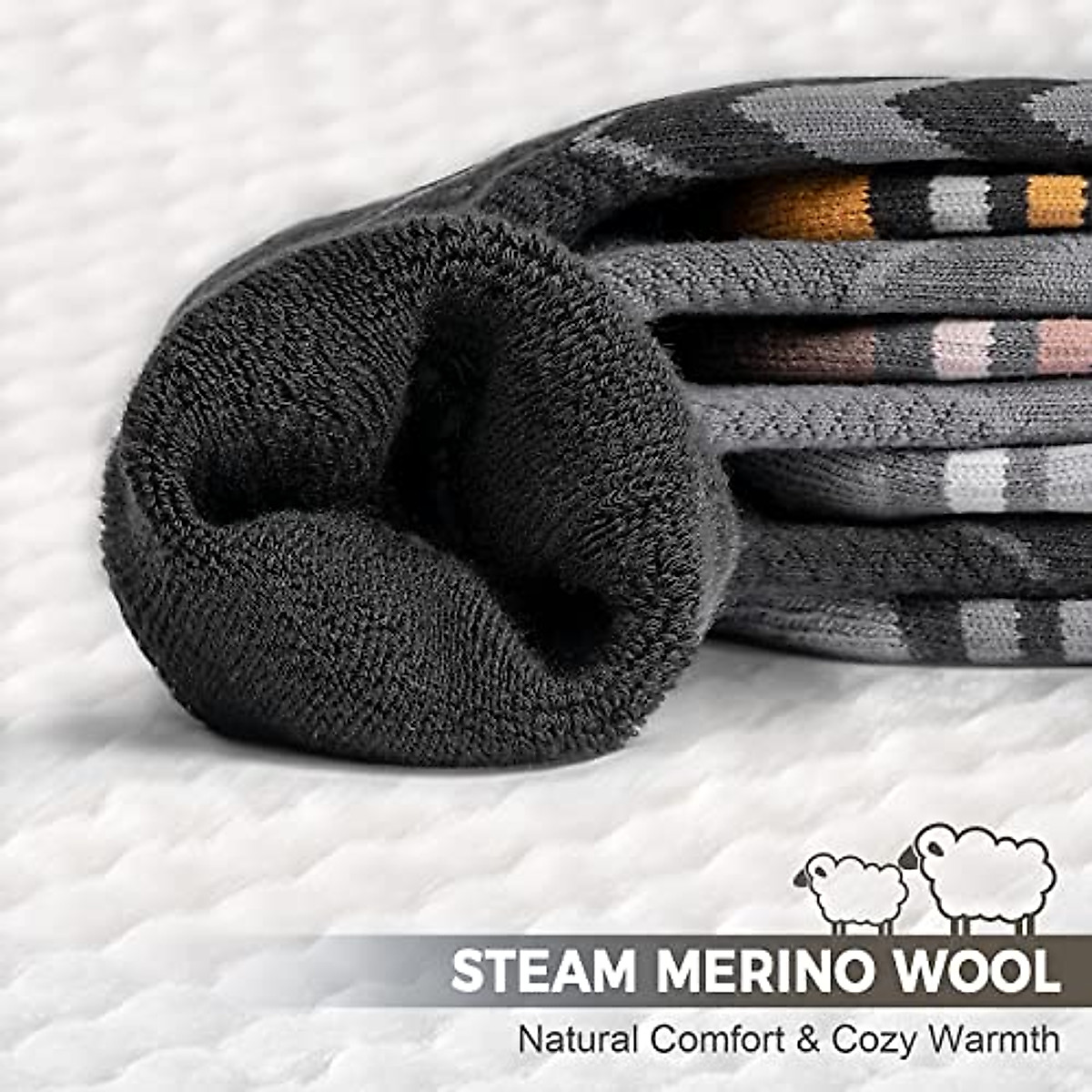 Rahhint Merino Wool Ski Socks 2-Pack, Compression Knee High Thermal Socks Womens Mens for Skiing Snowboarding Cold Weather