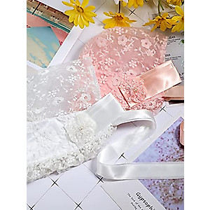 2 Pieces Baby Girls Bonnet Christening Lace Hat Caps Breathable Adjustable Baby Girl Sun Hat Pink and White Toddlers Beanie for 3-18 Months Kids