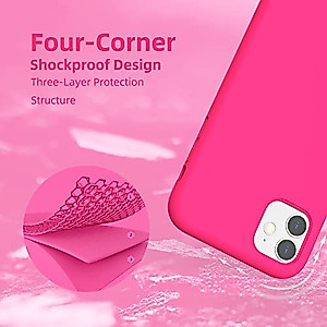 K TOMOTO Liquid Silicone Case Compatible with iPhone 11 (6.1"), Full Body Protection Gel Rubber Cover with Soft Microfiber Lining, Scratch Resistant Shockproof Protective Phone Case, Neon Pink