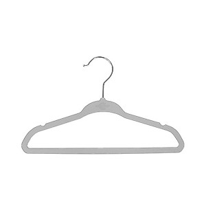 Closet Complete Baby Velvet Hangers, Premium Quality, True-Heavyweight, Virtually-UNBREAKABLE, Ultra-Thin, Space Saving No-Slip, Perfect Size for Babies 0-48 months 360° SPIN, Chrome Hooks, Gray 25pc