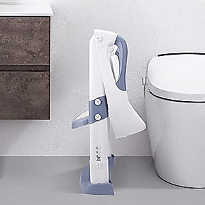 Potty Training Seat with Step Stool Ladder, Gentle Monster Toddler Potty Training Toilet for Kids Boys Girls Baby, Foldable & Comfortable Training Potty Chair Toilet for Child with Anti-Slip Pad(Grey)