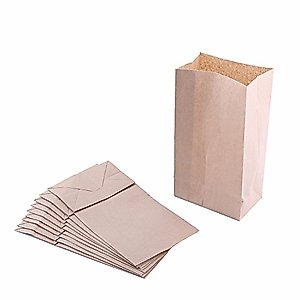 Extra Small Brown Paper Bags 3 x 2 x 6" party favors, Paper Lunch Bags, Grocery Bag, wedding favor bags, kraft bags, paper bags 100 per pack (Brown)