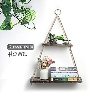 MITIME Shelves for Wall & Window Plant Shelf Indoor - Floating Wall Shelves for Living Room, Bathroom, Bedroom, Kitchen, Office - Wall Hanging Shelf - Boho Wall Decor Home , Triangle 2 Layers (1)