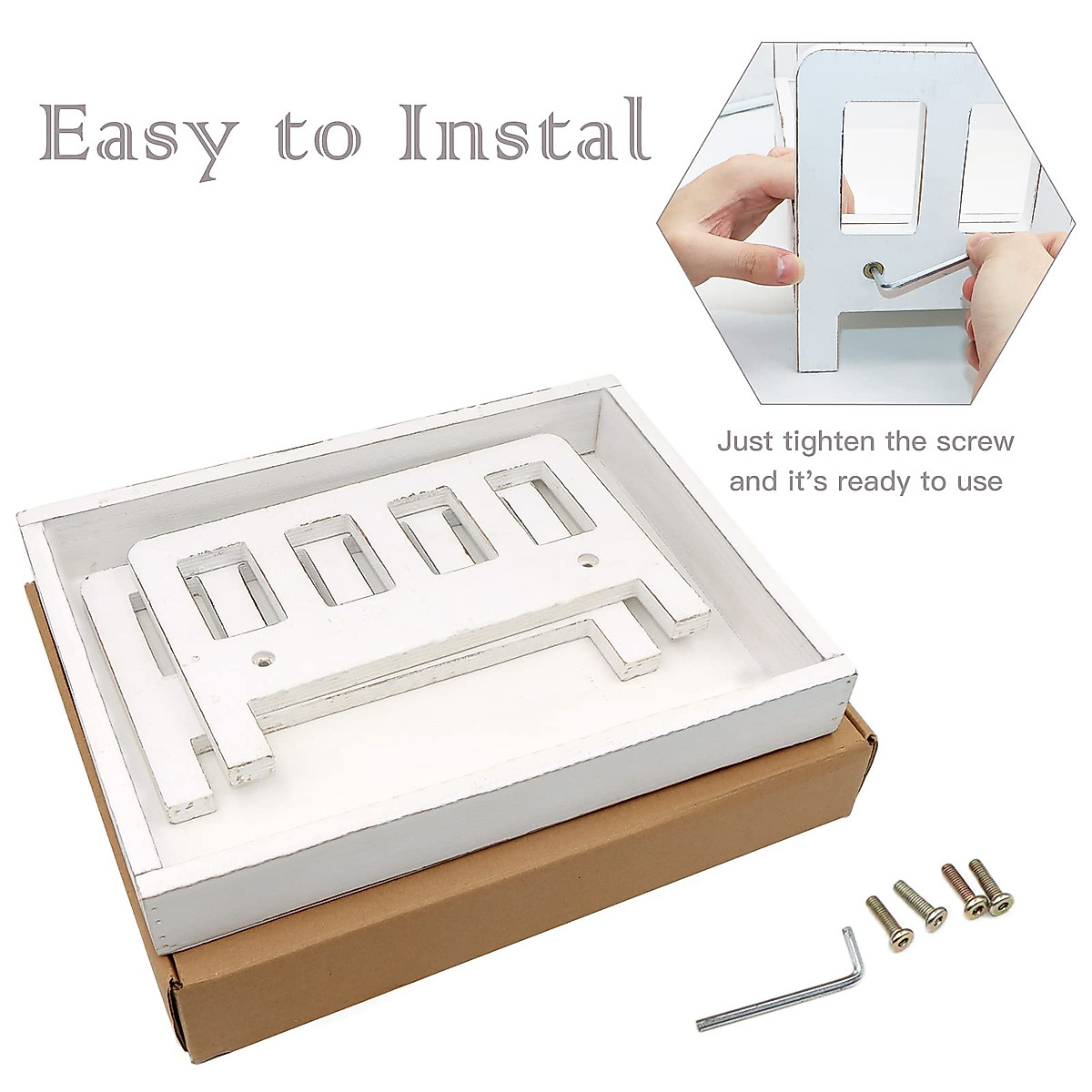 SPOKKI Newborn Photography Props Bed, White Wooden Baby Photoshoot Props Bed, Doll Bed with Box for Newborn Photoshoot