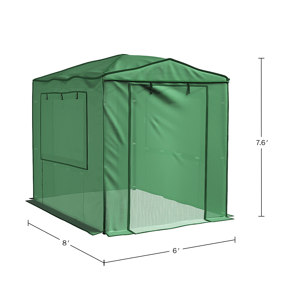 Pop Up Greenhouse - 8ft x 6ft Portable Walk in Green House with Roll-Up Zippered Doors and Mesh Windows - Gardening Supplies by Home-Complete (Green)