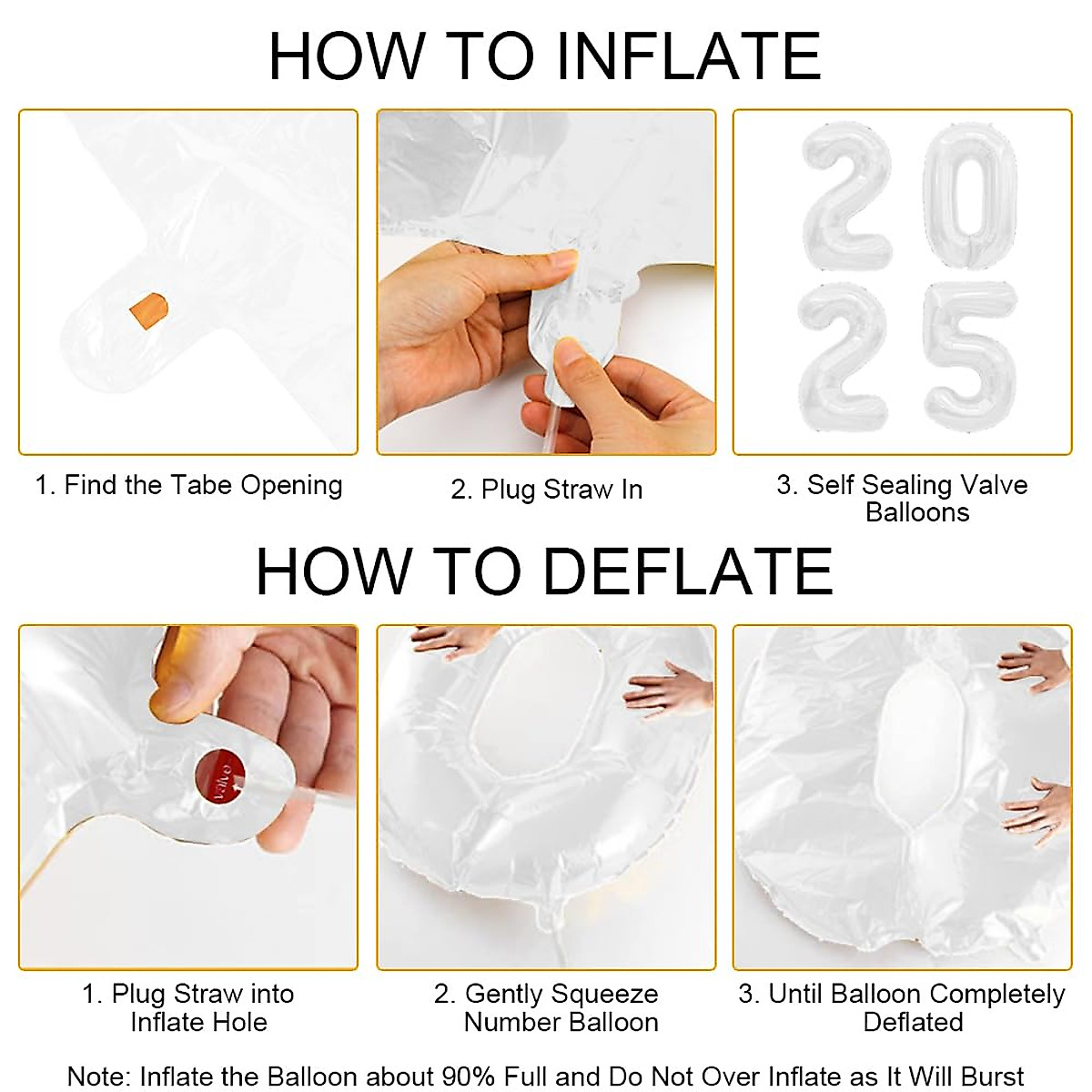 2025 Balloons White Number Balloons 2025 40 Inch 2025 Numbers for New Year Party Large 2025 Foil Mylar Balloon for 2025 New Year Eve Party Supplies Festival Birthday Anniversary Graduation Decorations