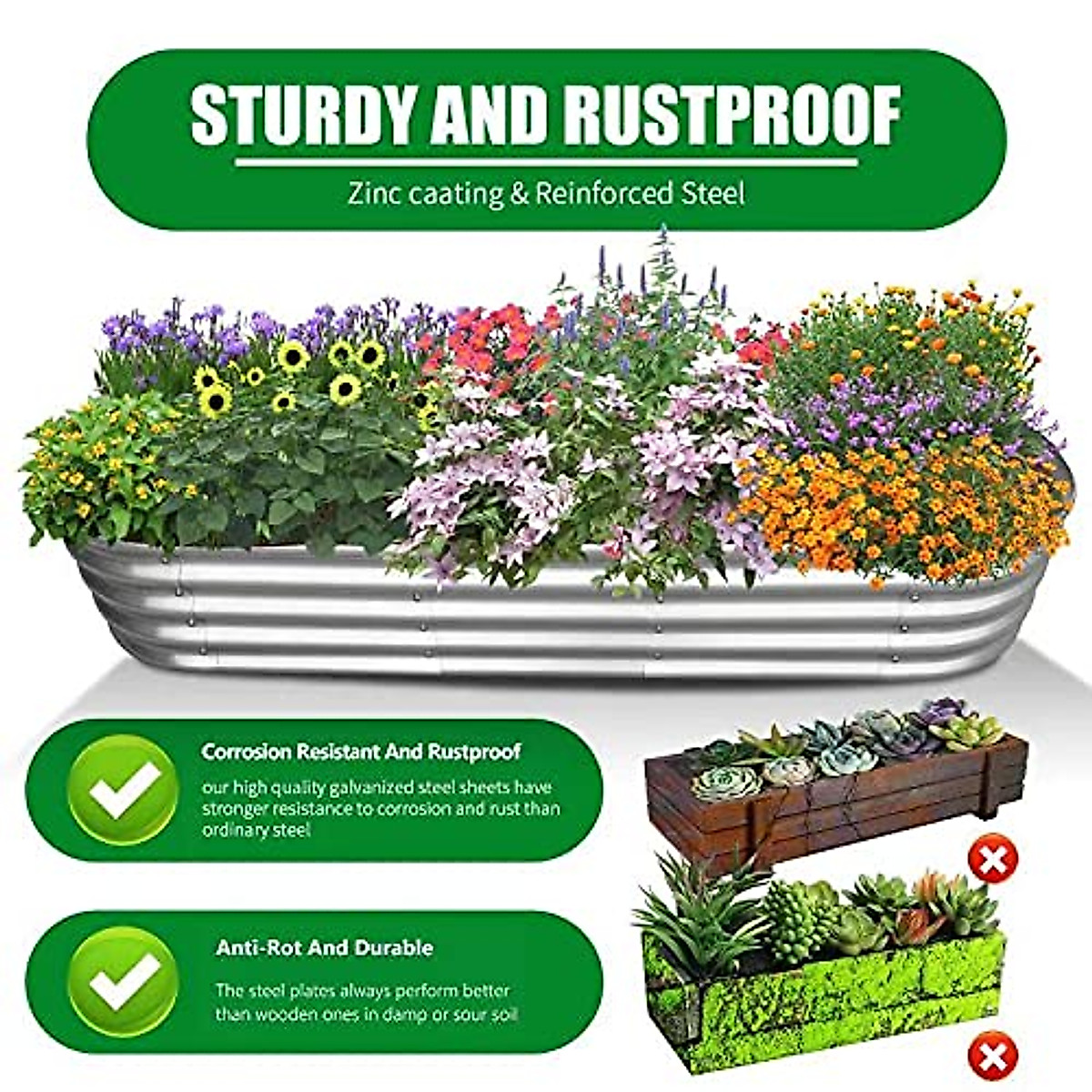 7 ft x 3 ft Raised Garden Bed Metal Elevated Planter for Vegetable Flower Herb (2pk)