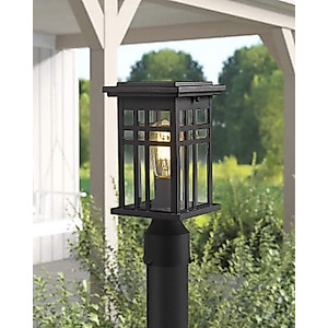 zeyu Exterior Post Light, Outdoor Pole Lantern Pillar Light Fixture with Clear Glass Shade and Black Finish, 20068-P BK