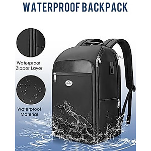 MATEIN Laptop Backpack for Men, 50L Expandable Business Carry on Backpack with USB Port & Wet Bag Fits 17 Inch Computer, Large Waterproof TSA Smart Flight Approved Weekender Travel Bag Gifts, Black