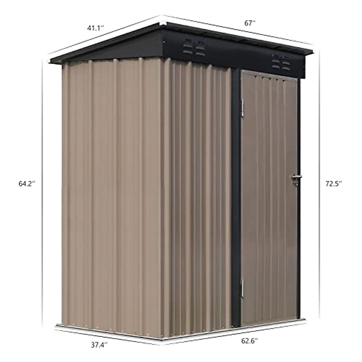 5 x 3 Ft Outdoor Storage Shed with 2 Vents,Galvanized Steel Tool Storage Shed Garden Shed with Door & Lock,Bike Shed,Outdoor Storage Clearance for Backyard, Patio & Lawn
