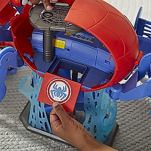 Spidey and His Amazing Friends Marvel Web-Quarters Playset with Lights and Sounds, Includes Spidey Action Figure and Toy Car, for Kids Ages 3 and Up,F1461