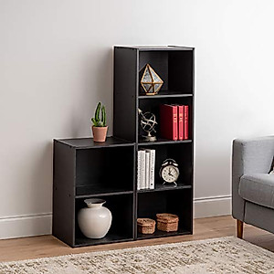 IRIS USA Small Spaces Wood, Bookshelf Storage Shelf, Bookcase, 4-Tier, Black