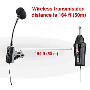 MAMKOES ST-5 Sax Microphone Wireless Instrument UHF Mic Receiver & Transmitter System for Saxophone French Horn Trumpet Trumbone
