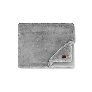 UGG 16800 Euphoria Plush Faux Fur Reversible Throw Blanket for Couch or Bed Luxury Hotel Style Blankets Machine Washable Easy Care Soft Throw Blanket for Bed or Living Room, 70 x 50-inch, Seal