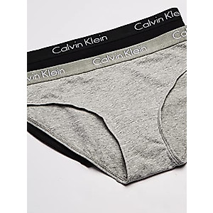 Calvin Klein Women's Motive Cotton Multipack Bikini Panty, Black/Gray Heather, L
