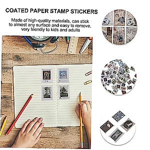 Tofficu 6 Packs Paper Stamp Sticker Scrapbook Stamp Sticker Photo Scrapbook Stamp Decal Scrapbooking Masking Tape Scrapbook Sticker Adhesive Decoration Sticker Photo Corner Plant Travel