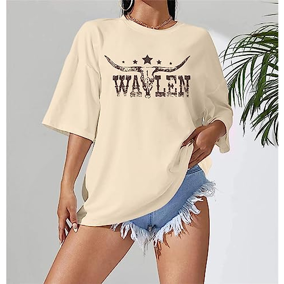 Cow Skull Shirts for Women Western Graphic T Shirts Oversized Country Music Shirt Rodeo Cowboy Graphic Tee