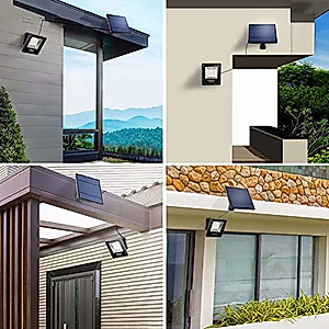 Solar Outdoor Lights Garden LED Flood Lights with Extension Cable Dusk to Dawn Security Waterproof Landscape Lighting for Barn,Ceiling Porch, Cabin roof,Tree,Doorway,Yard,Street(Warm White)