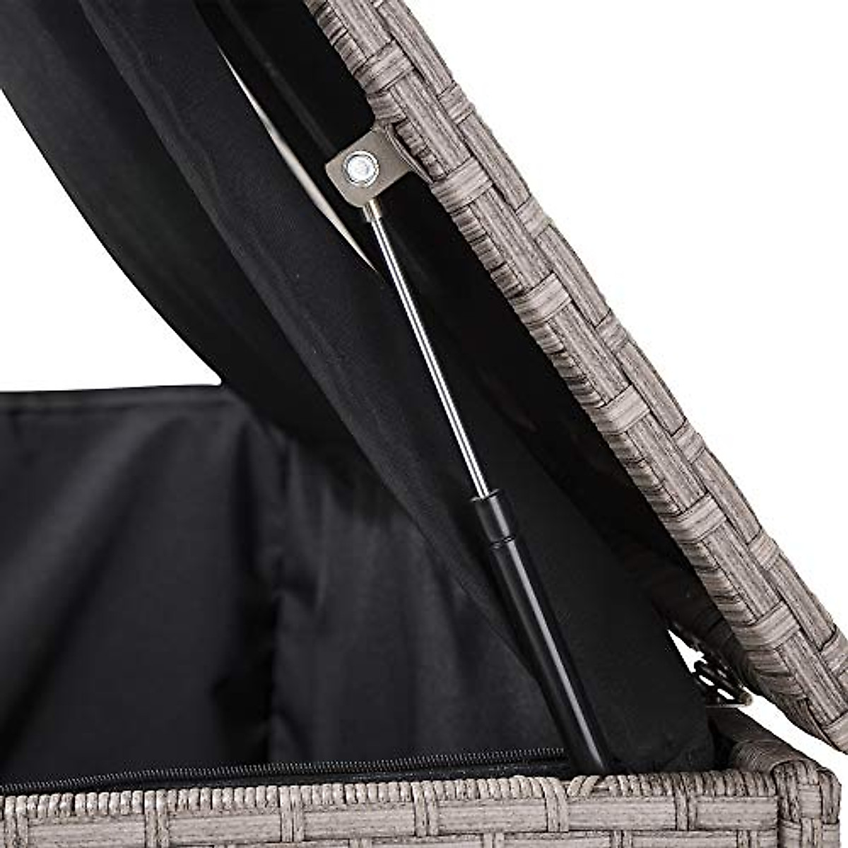 glitzhome Patio Wicker Storage Trunk with Lid, 140 Gallons Overside Outdoor Oversized All-Weather Cushion Storage Deck Box for Garden Tools, Pool Toys, Grey