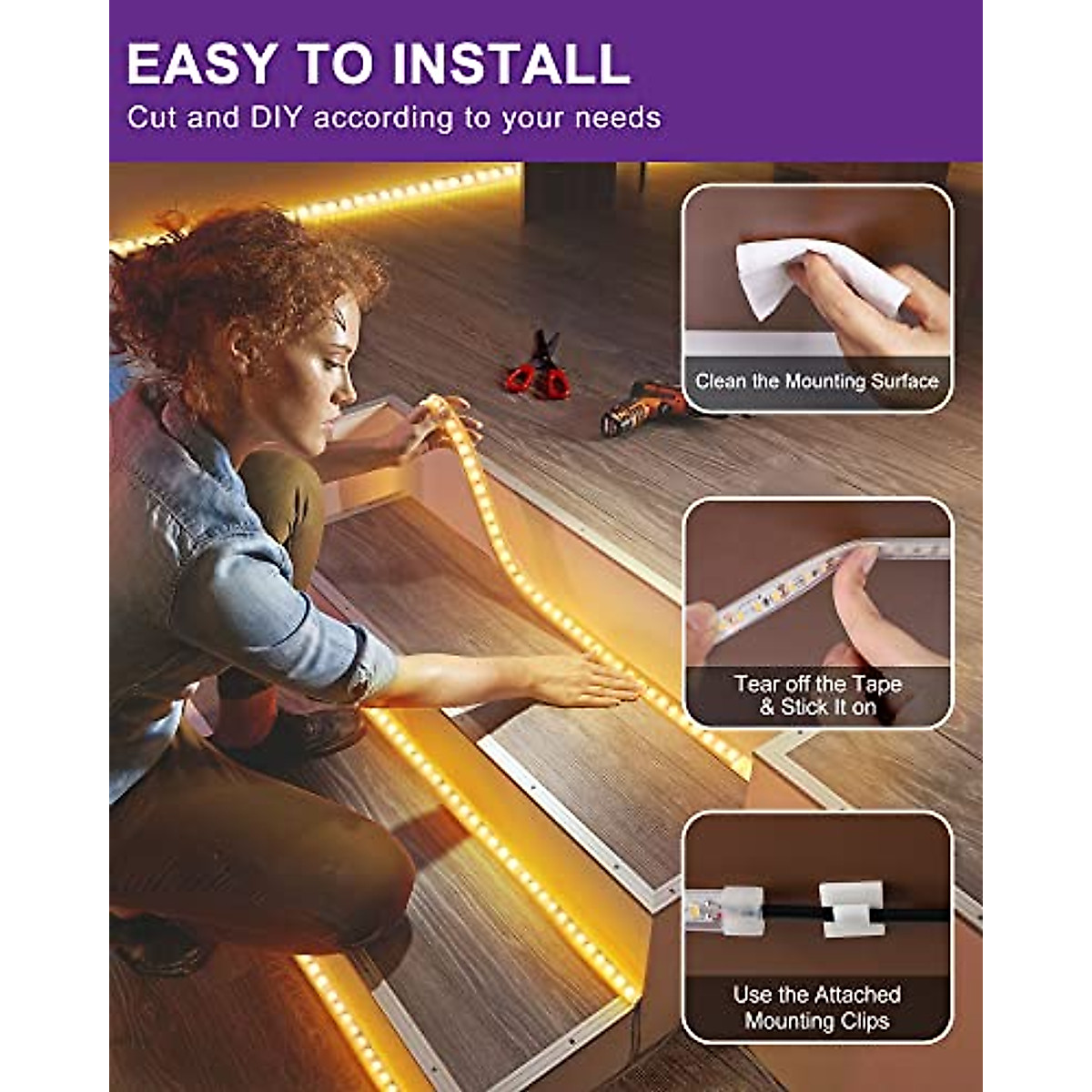 Outdoor LED Strip Lights Waterproof 3000K, 16.4ft IP67 High Density LED Tape Light, 600 LEDs/Reel, 252~300LM/ft, UL-Listed, 12V Dimmable Rope Lights for Home, Balcony, Roof, Backyard, Patio, Garden