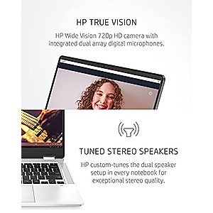 HP Chromebook x360 14a 2-in-1 Laptop, Intel Pentium Silver N5000 Processor, 4 GB RAM, 64 GB eMMC, 14" HD Display, Chrome OS with Webcam & Dual Mics, Work, Play, Long Battery Life (14a-ca0022nr, 2021)