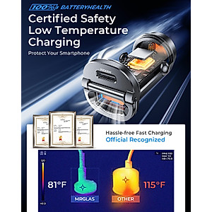 【Upgraded】 125W USB C Car Charger Super Fast Charging,[PD65W & QC60W][Flush Fit][All Metal] Cigarette Lighter Car Charger,Dual Port for iPhone 15 14 Pro Max Plus iPad Samsung S24 S23 MacBook