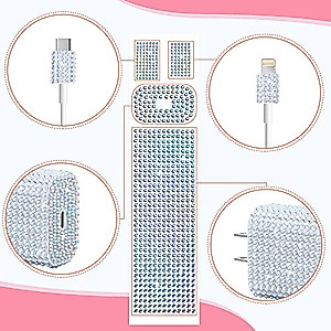 Outus 10 Pieces Rhinestones Wall Charger Stickers Bling Handmade USB Charger Crystal Decorations Artificial Diamond Charger Sticker Compatible with iPhone iPad Plug Power Adapter DIY for Women