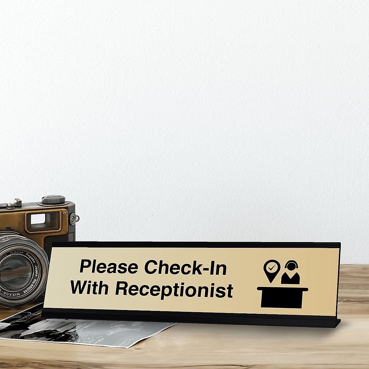Please Check-in with Receptionist, Desk Sign or Front Desk Counter Sign (2 x 8")