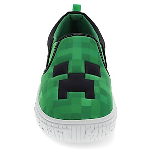 Minecraft Boys Shoes,Slip-on Low top Sneakers for Kids, Sport Skate Shoe Casual, Creeper Green, Size 13