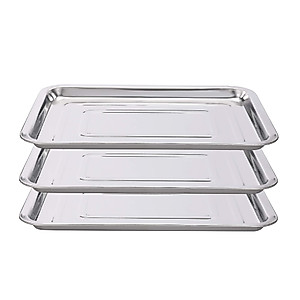Tattoo Stainless Steel Tray,New Star Tattoo 3 Pack Stainless Steel Tattoo Trays 13 1/2" x 10" Dental Body Piercing Instrument Tool Flat for Tattoo Supplies