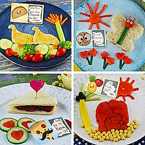 UpChefs Fun Sandwich and Bread Cutter Shapes for kids - 10 Crust & Cookie Cutters - Mini Heart & Flower Stainless Steel Vegetable & Fruit Stamp Set and 20 Food Picks Loved by both Boys & Girls!