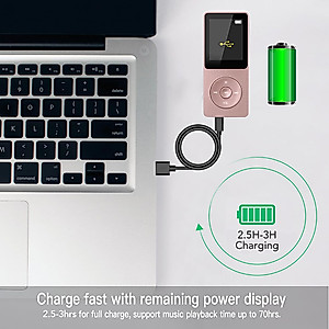 AGPTEK A02S 16GB MP3 Player, 70 Hours Playback Lossless Sound Music Player, Supports up to 128GB, Rose Gold