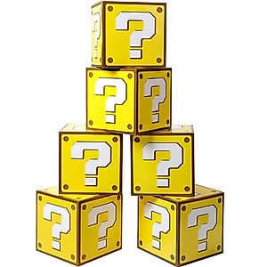 SUYEPER 6PCS Big Question Boxes For Birthday Party Game Party Favor Props Boxes (11.8 x 11.8 Inch)