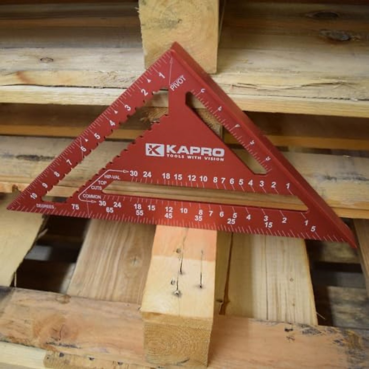 Kapro - 446 High Definition Anodized Rafter Square - Resists Wear and Corrosion - Features Conversion Table and Protractor - Lightweight & Compact Profile - 7 Inch