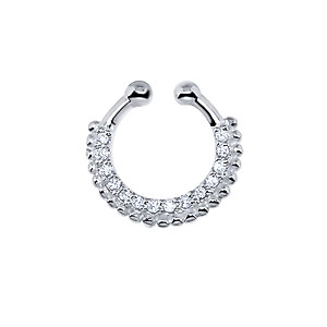 925 Sterling Silver Fake Septum Clicker Hanger Clip On Nose Ring Hoop