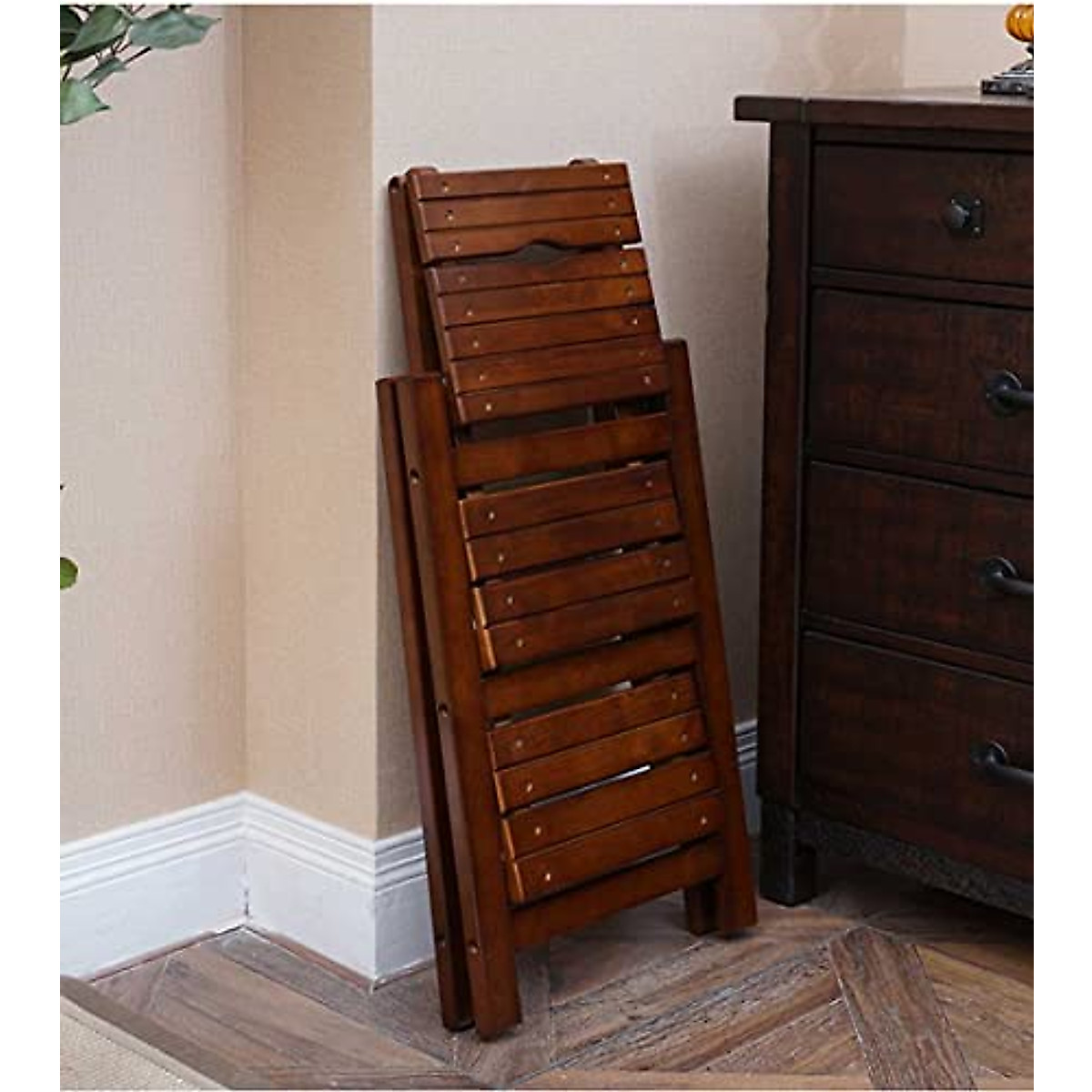 Bidesen 3 Step Stool Wooden Folding Ladder Chair Thickened Library Stair Chair Portable Light Garden Tool Ladder Maximum Load 337bl