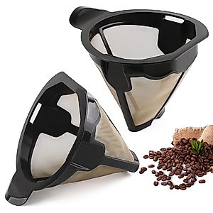 Veterger Replacement Parts 2pcs Cone Reusable Coffee Permanent Filters, Compatible with Ninja Coffee Maker CM305, CP301, CP307C,CM401